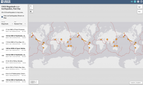 USGS Magnitude 2.5+ Earthquakes Maps | Geography 250