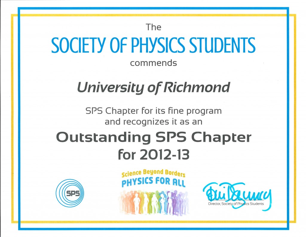 U of R Physics Receives Outstanding SPS Chapter Award! – Physics News
